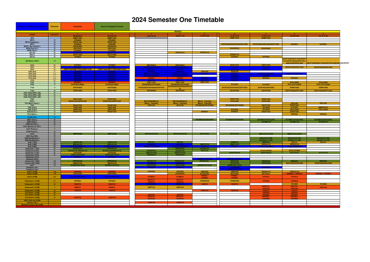2024 Faculty of Education First Semester Time Table 25 February 2024 ...