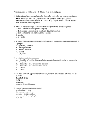 Cell Biology practice questions - BIOL 2520 - U of M - Studocu
