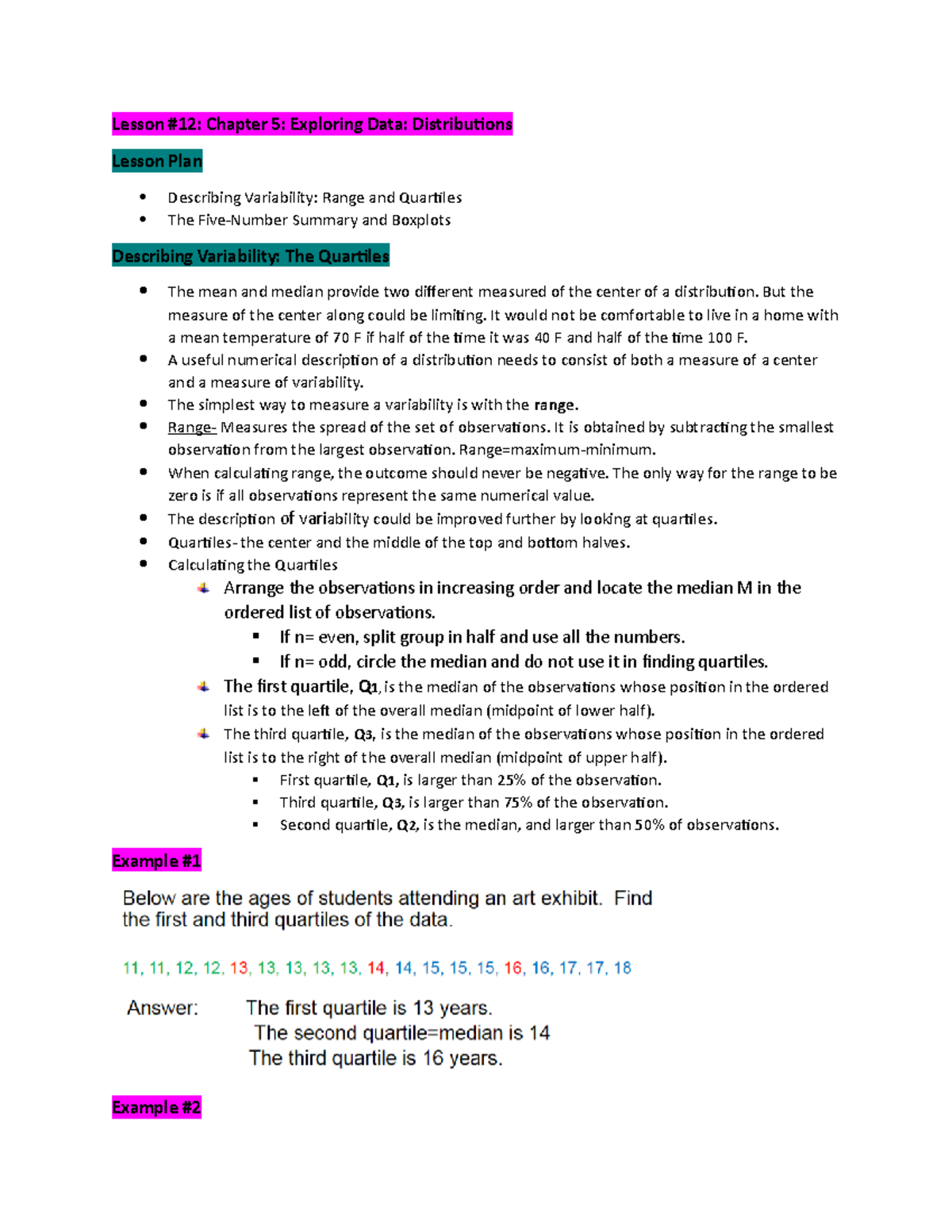 Lesson 12 - litvinova, spring 23 - Lesson #12: Chapter 5: Exploring Data: Distributions Lesson ...