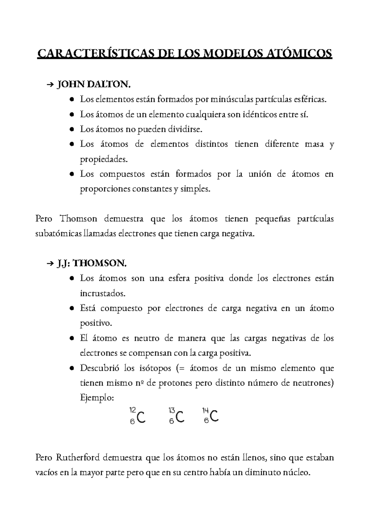 Apuntes de Química - CARACTERÍSTICAS DE LOS MODELOS ATÓMICOS JOHN ...