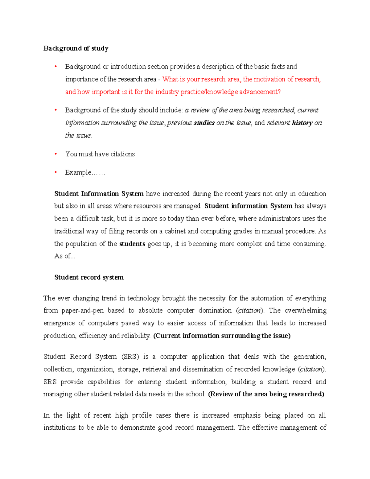 Chapter One - Lecture notes 1 - Background of study Background or ...