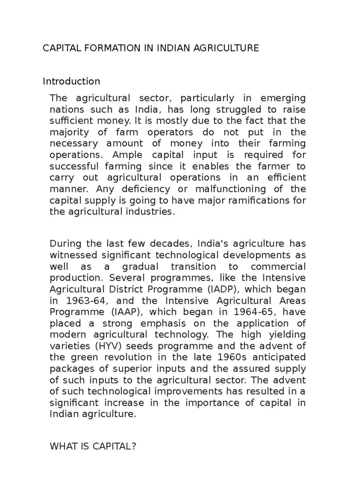 Capital Formation IN Indian Agriculture - Agricultural Economics - AMU ...