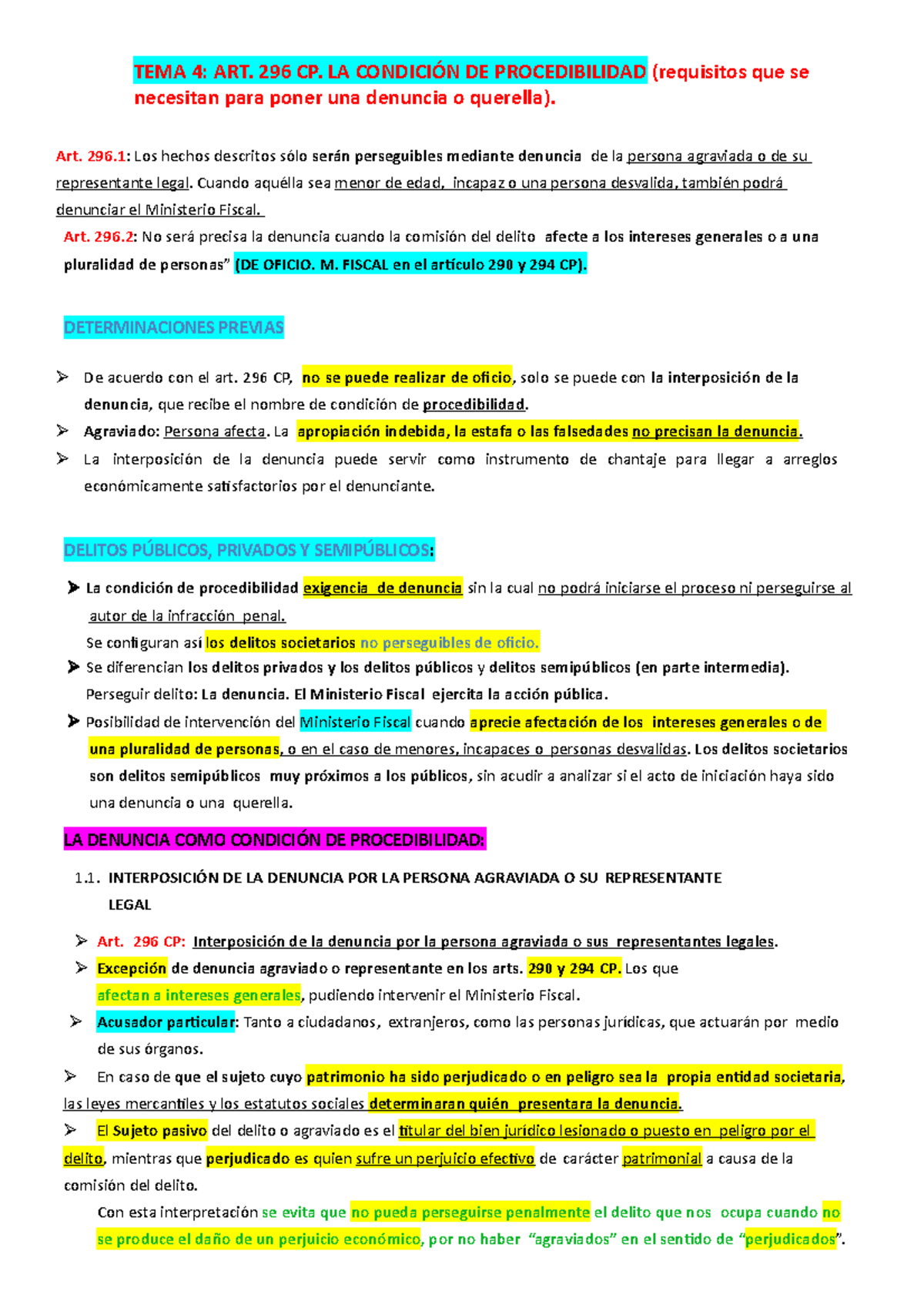 Tema 4 ART. 296 CP LA Condición DE Procedibilidad - TEMA 4: ART. 296 CP ...