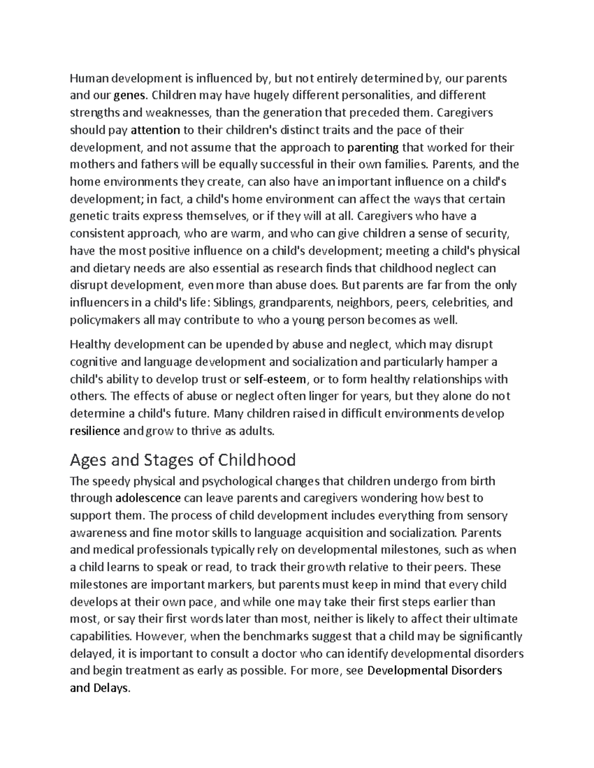 Child Development Notes - Human development is influenced by, but not ...
