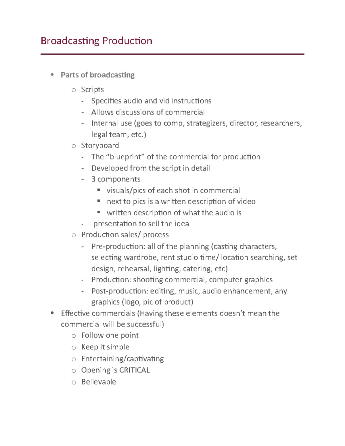 Broadcasting Production 7:12 - Broadcasting Production Parts of ...