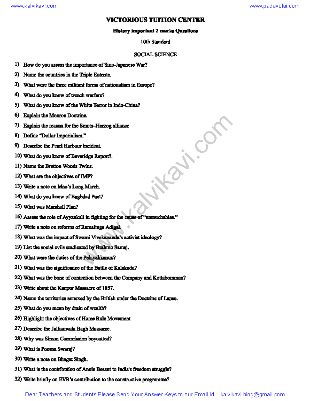 1 10th social science important 2 5 mark questions study materials vct ...