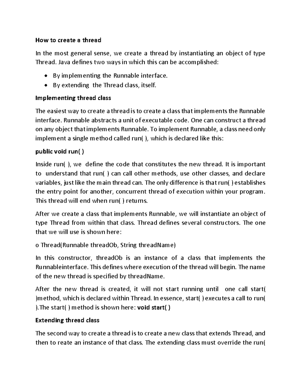 Creating a thread - How to create a thread In the most general sense ...