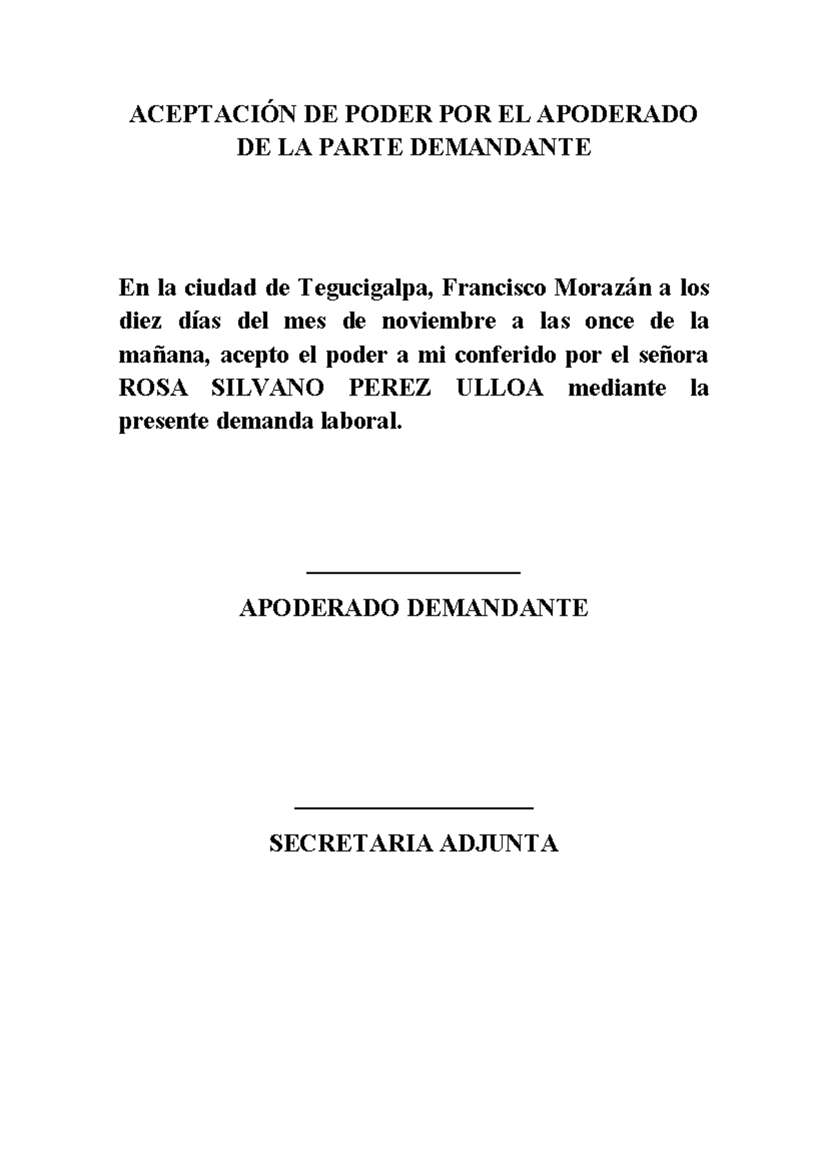 4 Aceptación DE Poder POR EL Apoderado DE LA Parte Demandante - Derecho ...