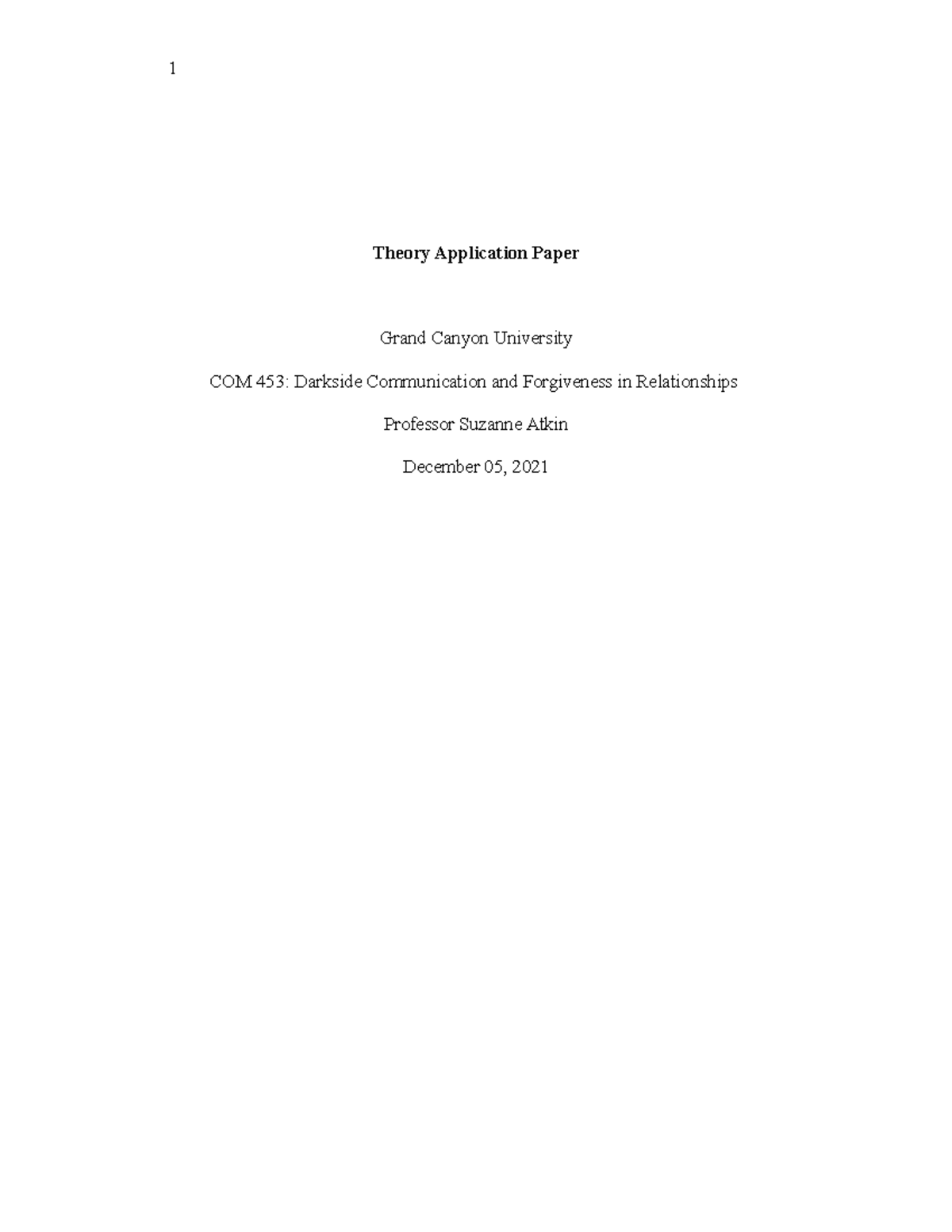 Theory Application Paper - Theory Application Paper Grand Canyon ...