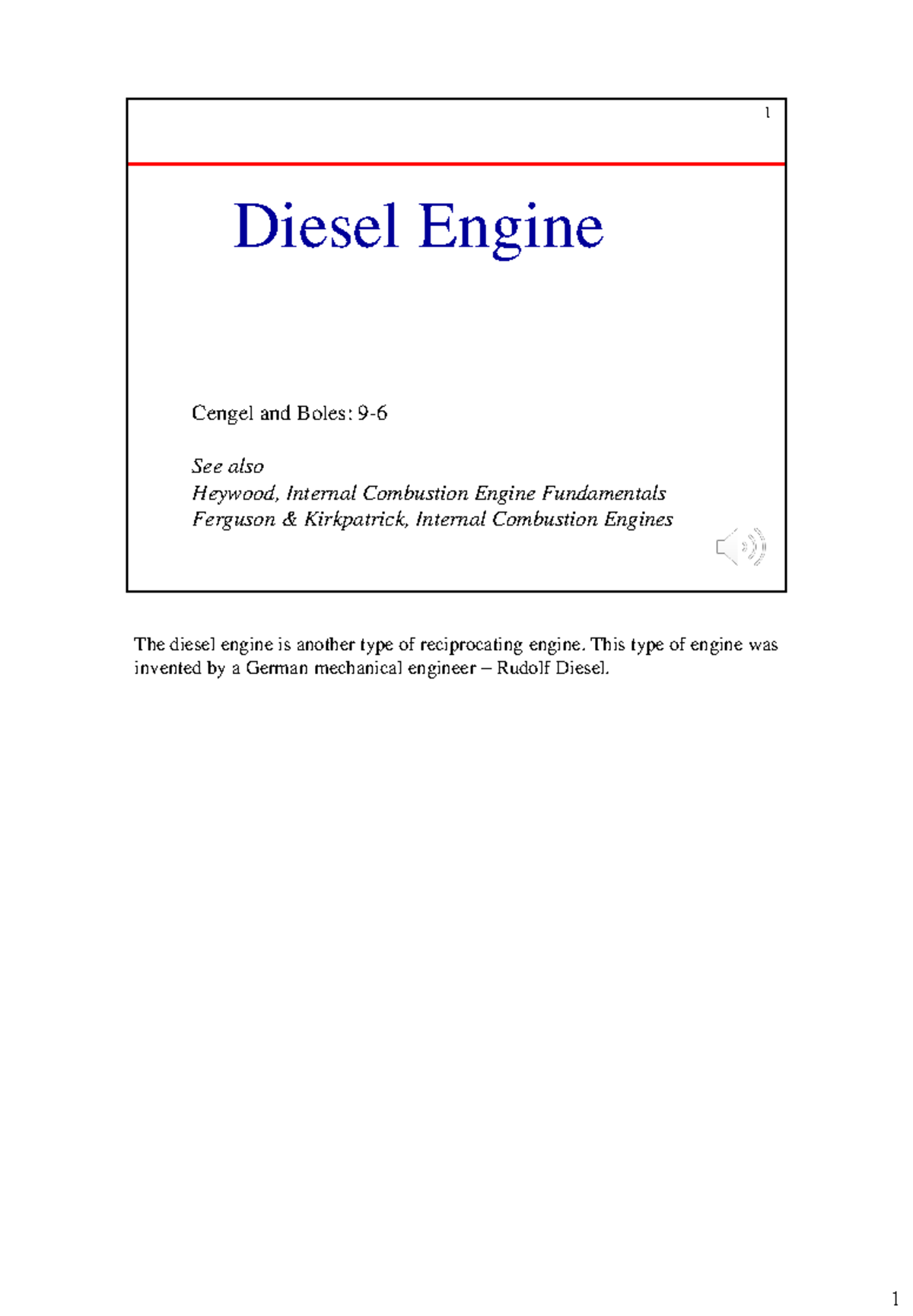 T6-Diesel Engine - Lecture notes - Diesel Engine Cengel and Boles: 9 ...