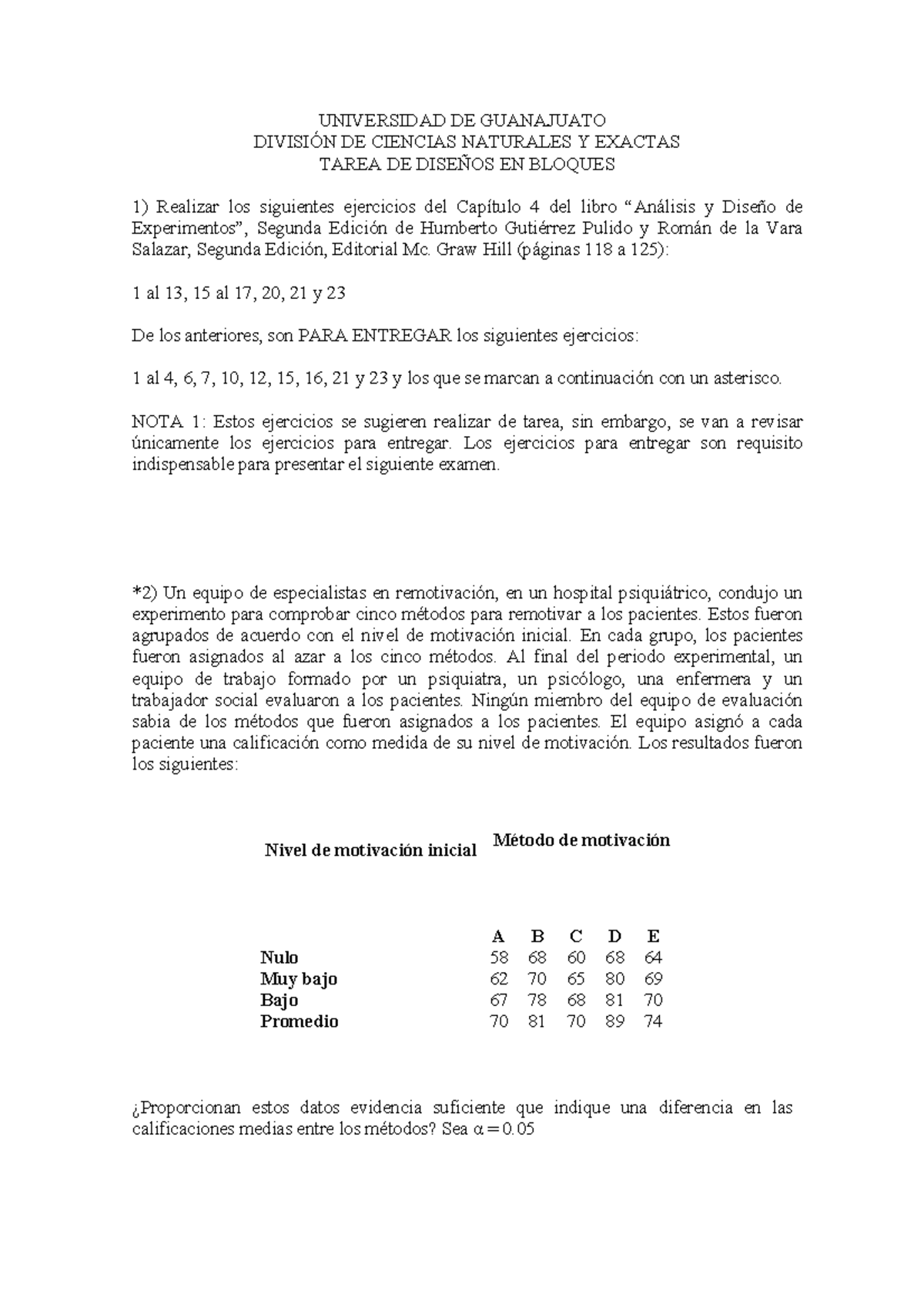 Tareas Diseños EN Bloque- Capitulo 4 - A B C D UNIVERSIDAD DE ...