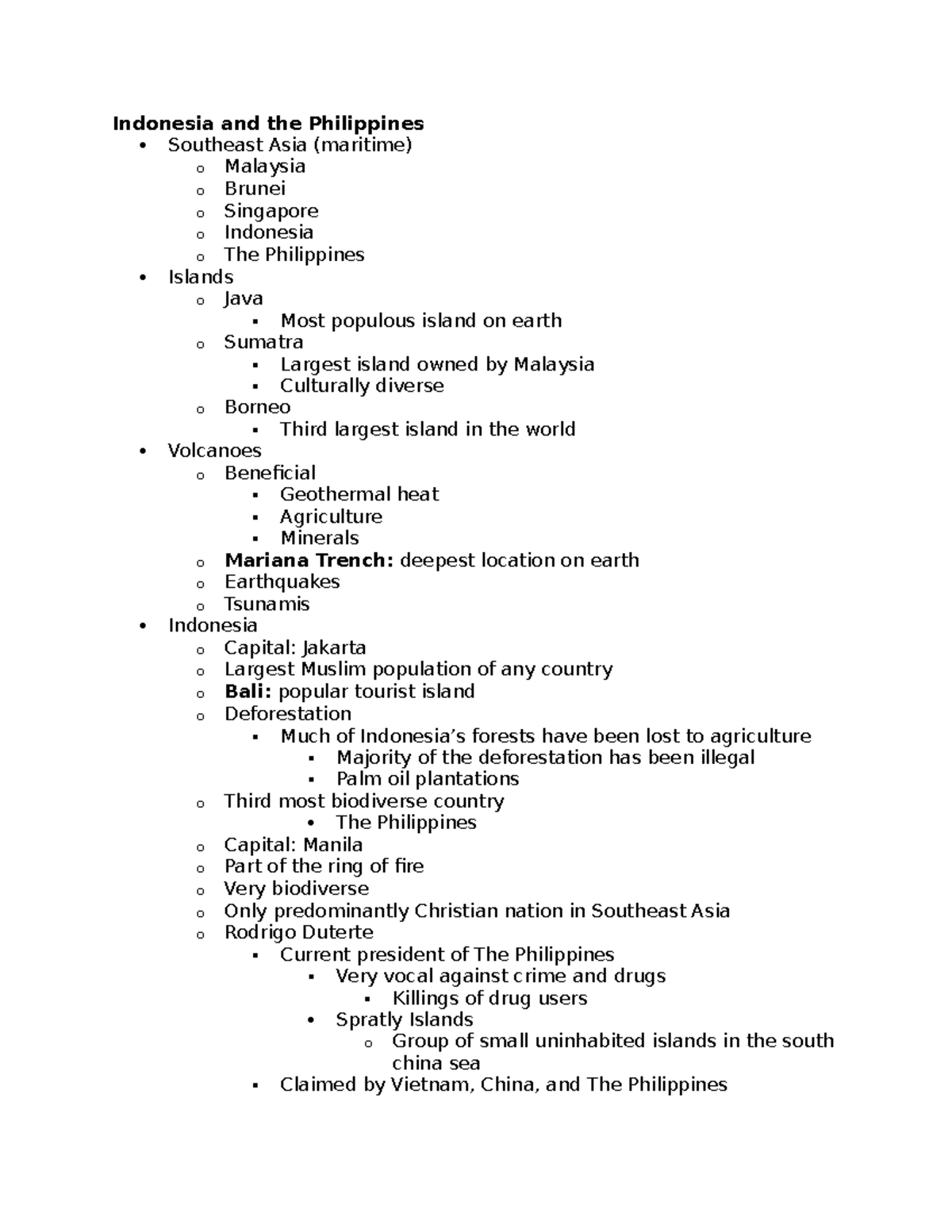 Indonesia and the Philippines Notes - Indonesia and the Philippines ...