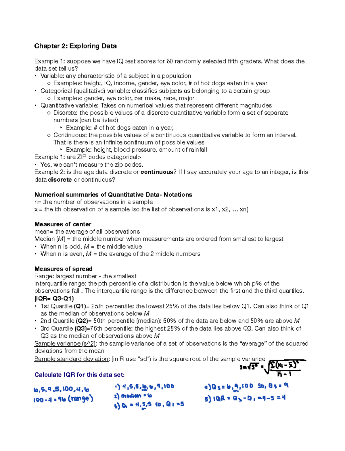 Chapter 2 exploring data - STAT 3011 - the U of M - Studocu