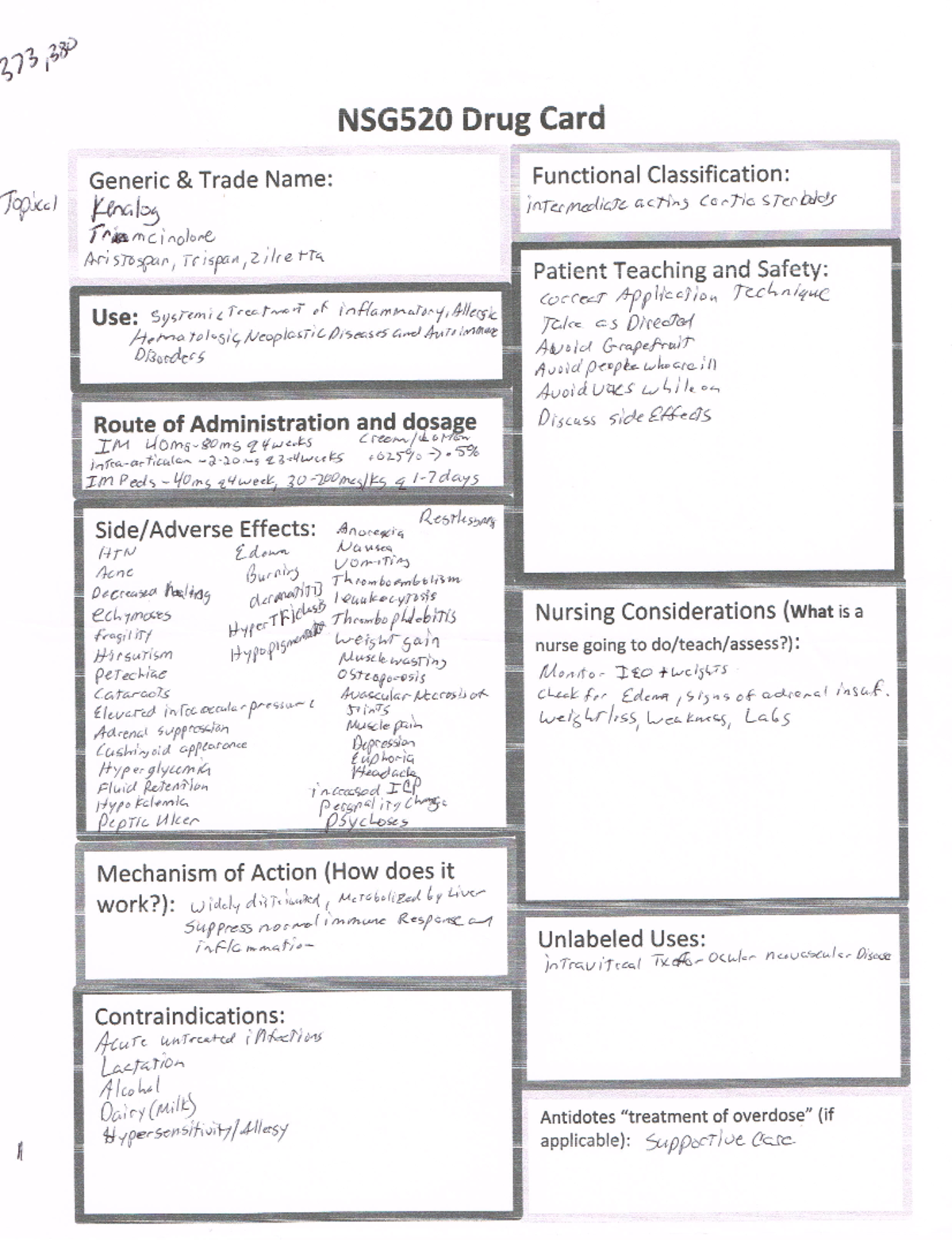 Drugcards 2 nsg520 - NSG520 - Studocu
