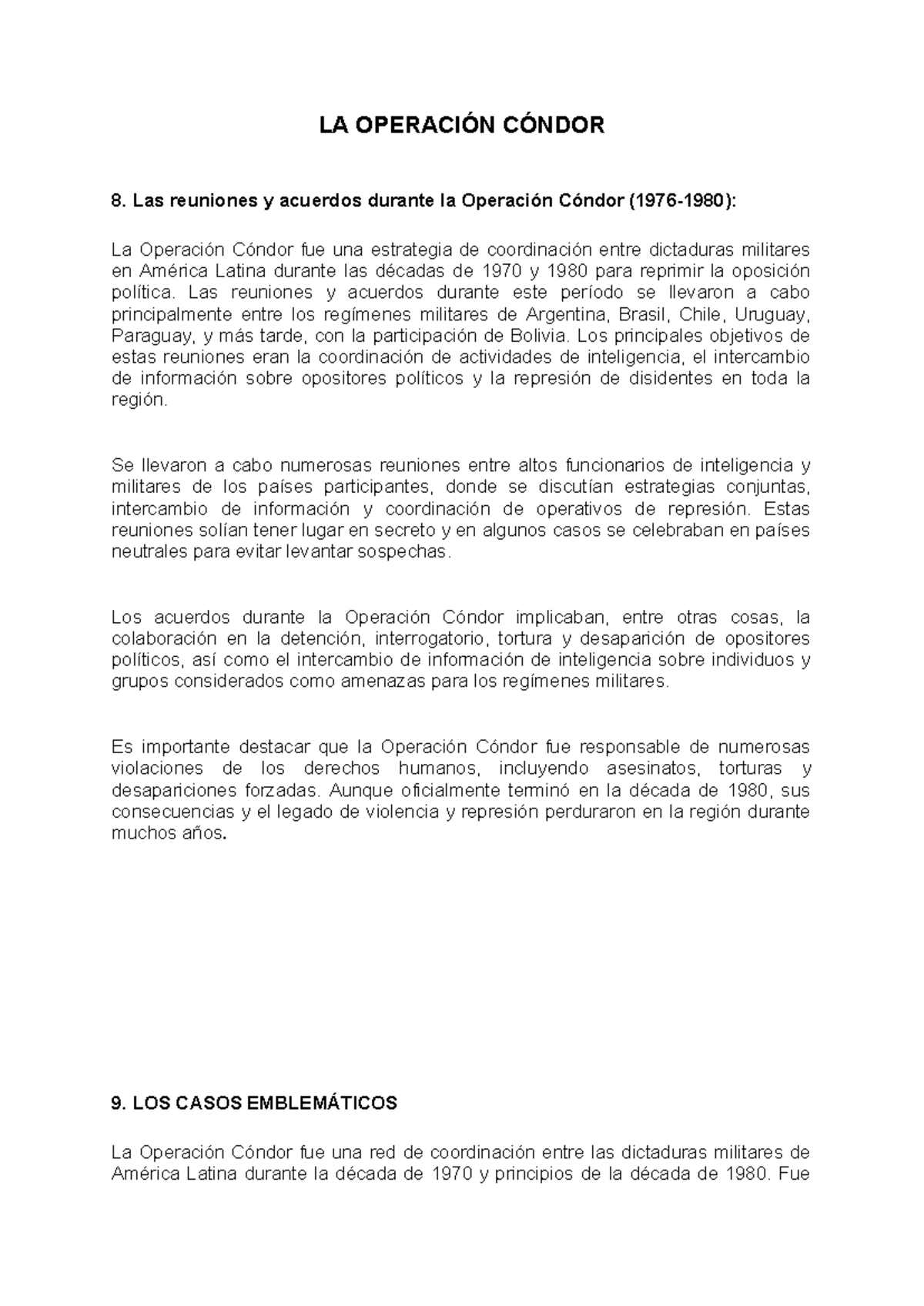 OPERACIÓN CONDOR EN AMERICA LATINA - LA OPERACIÓN CÓNDOR Las reuniones ...