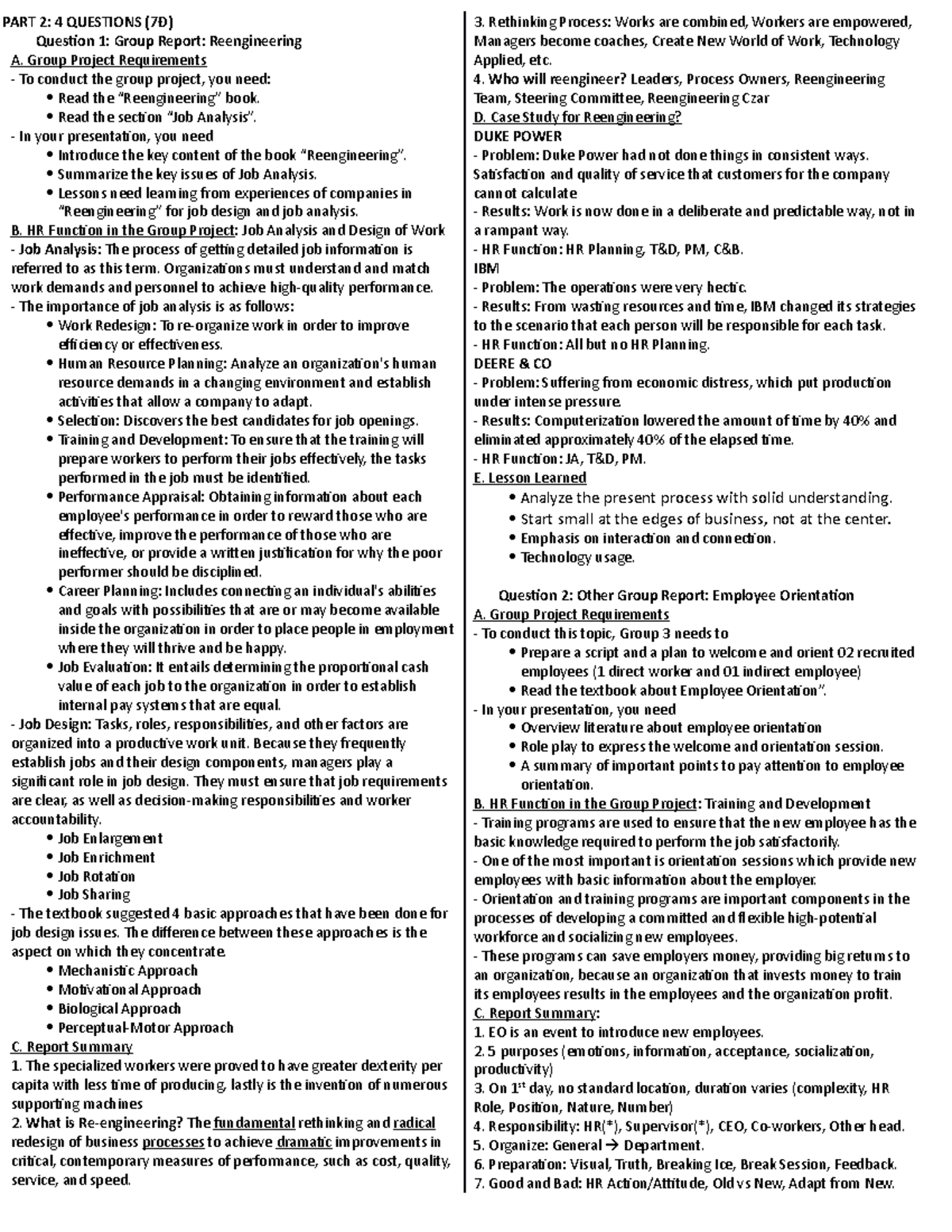 Cheat-Sheet - mmmnn - PART 2: 4 QUESTIONS (7Đ) Question 1: Group Report ...