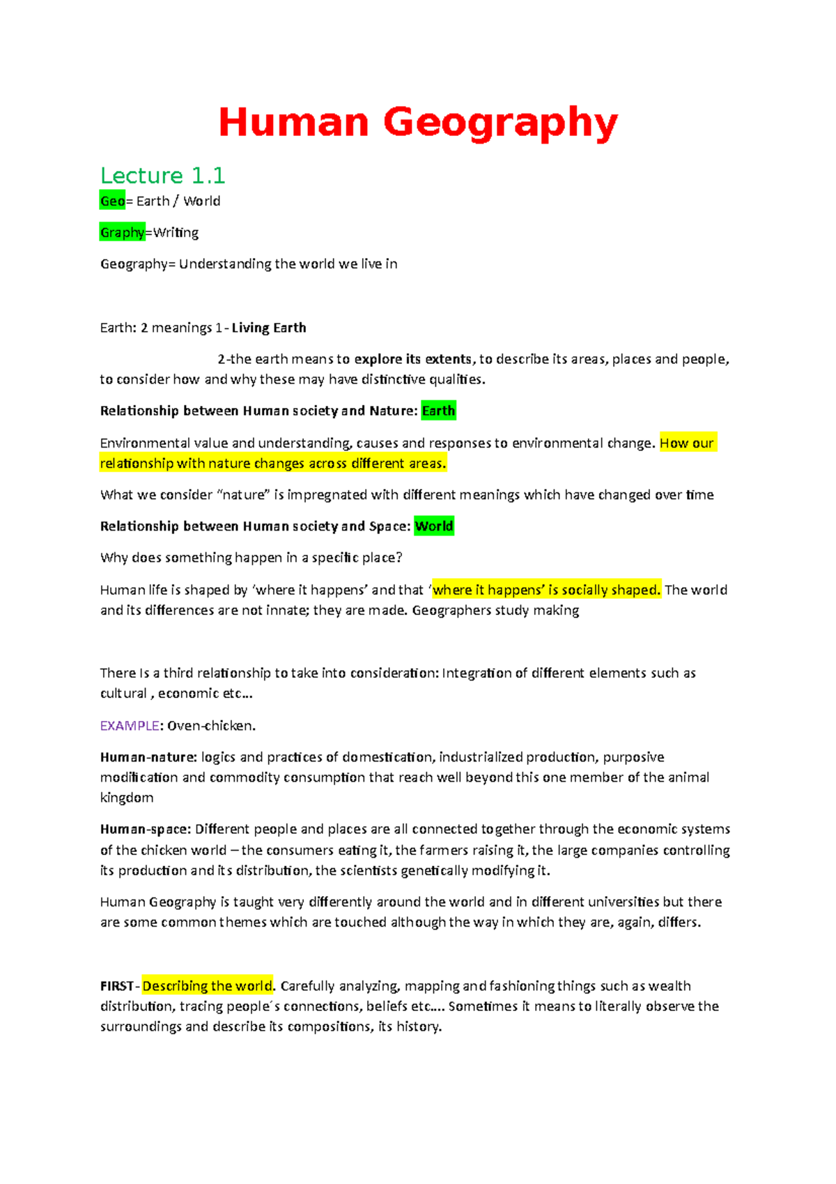 Human Geography - Summary of lectures and papers - Human Geography ...