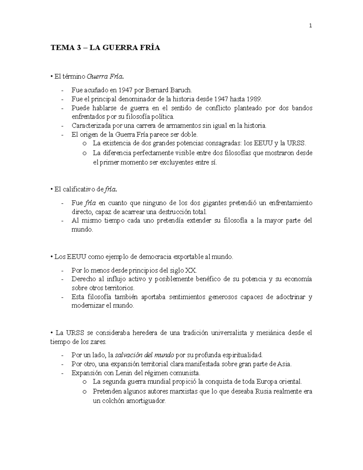 Tema 3 - La Guerra Fría - campus de mostoles - TEMA 3 – LA GUERRA FRÍA ...
