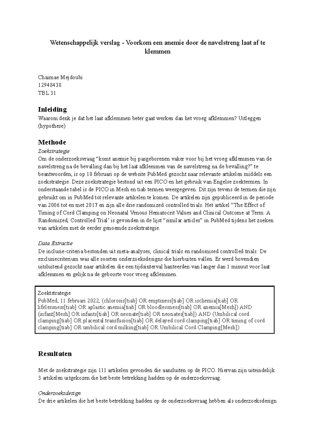 Wetenschappelijk verslag 1e Concept - Wetenschappelijk verslag ...