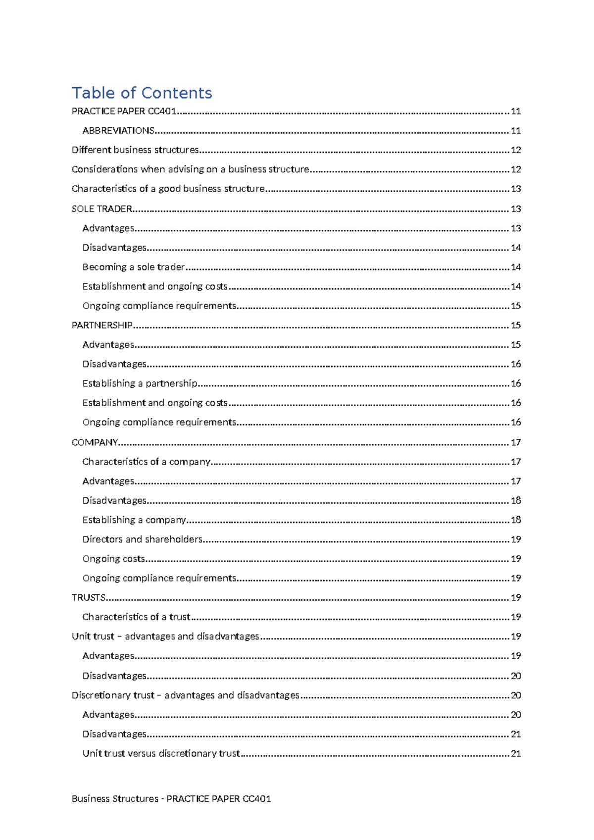 Com and Corp Oral Note - Commerce Notes - Table of Contents PRACTICE ...