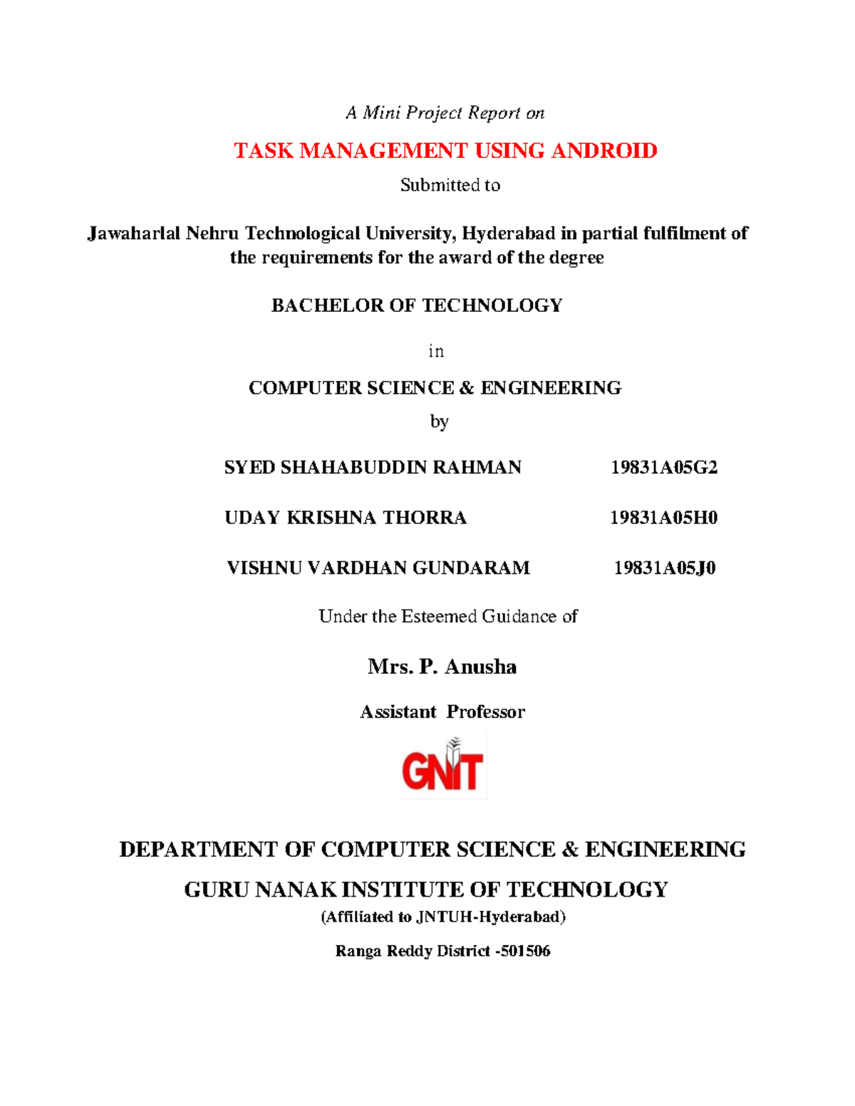 Minifinal 2 - rjfwerfewrf - A Mini Project Report on TASK MANAGEMENT ...