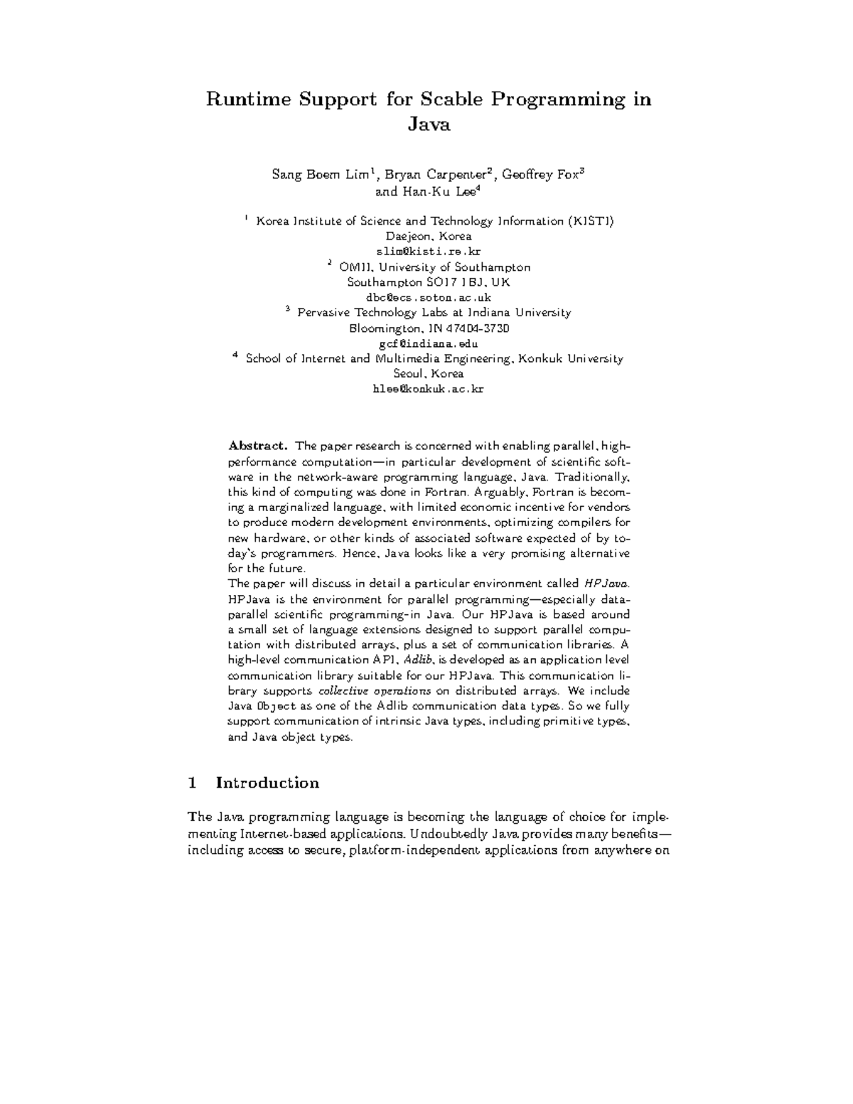 Runtime Support For Scalable Programming Runtime Support For Scable