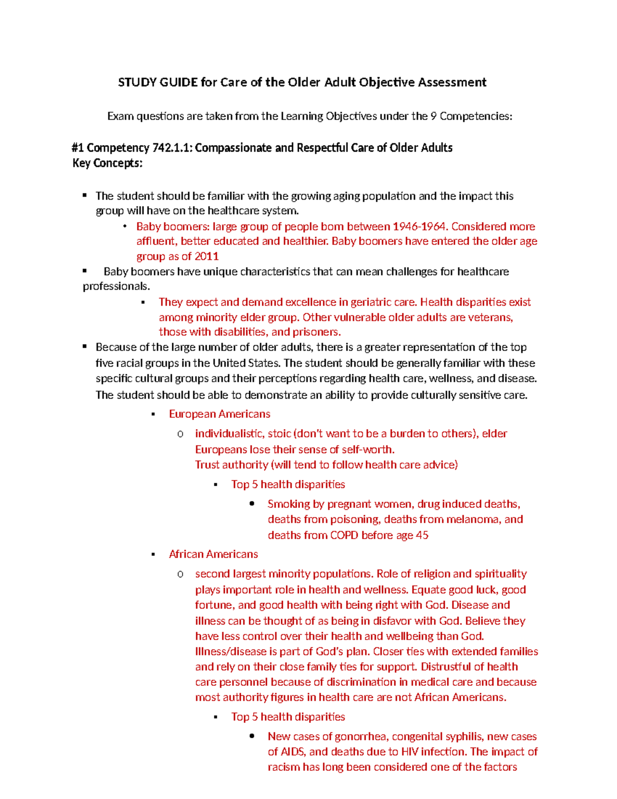 Care of the older adult study guide - STUDY GUIDE for Care of the Older ...