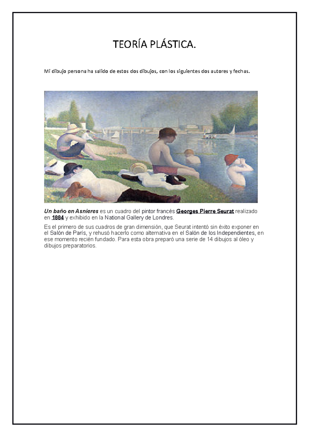 Teoría Plástica - Apuntes 1 - TEORÍA PLÁSTICA. Mi dibujo persona ha ...