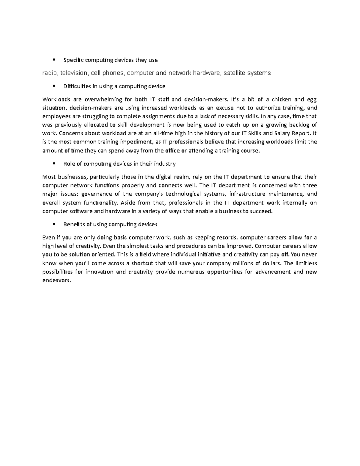 02 Performance Task 1 Specific Computing Devices They Use Radio