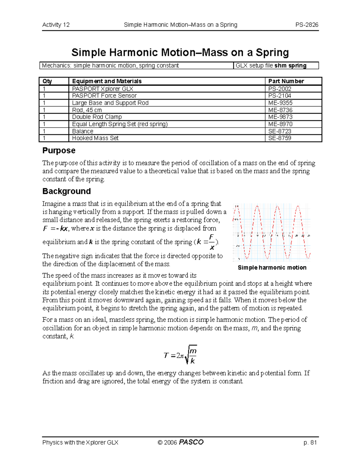 Expt 3 part 2 SHM - Lecture notes Expt 3 part 2 SHM - Activity 12 PS ...