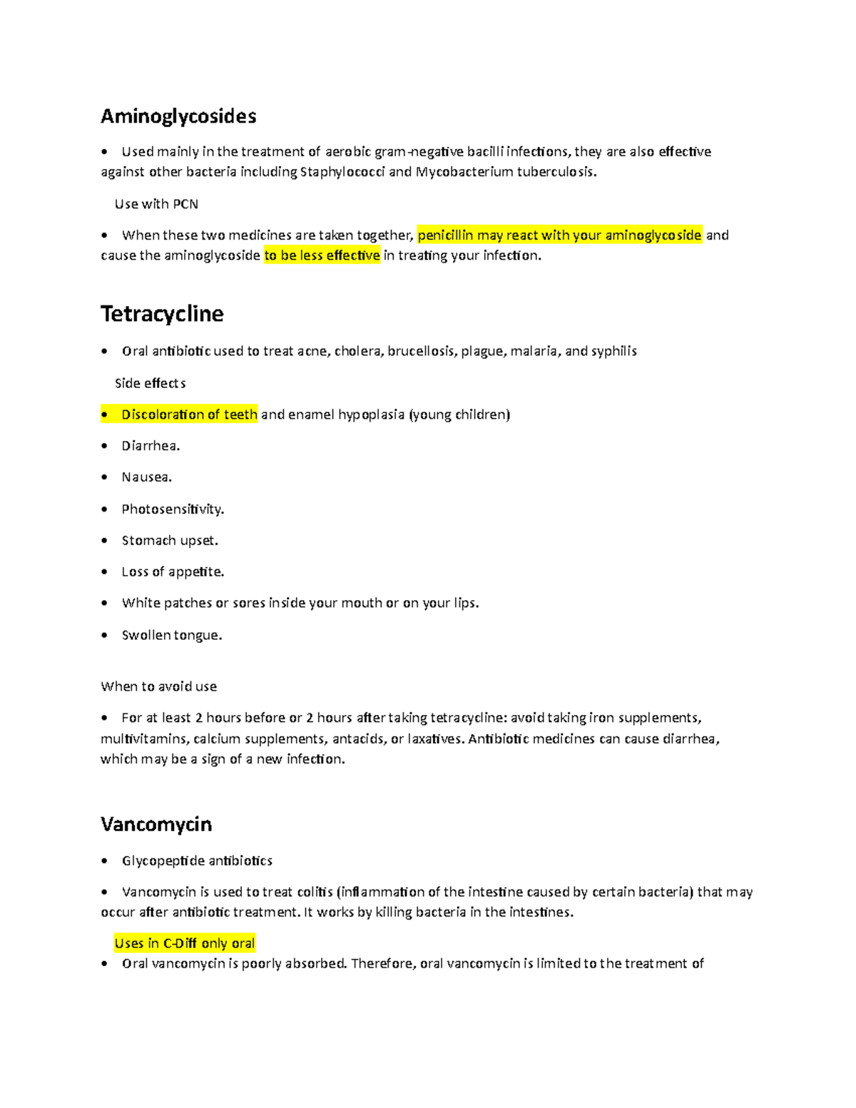 ABX - Practice material for exams. - Aminoglycosides Used mainly in the ...