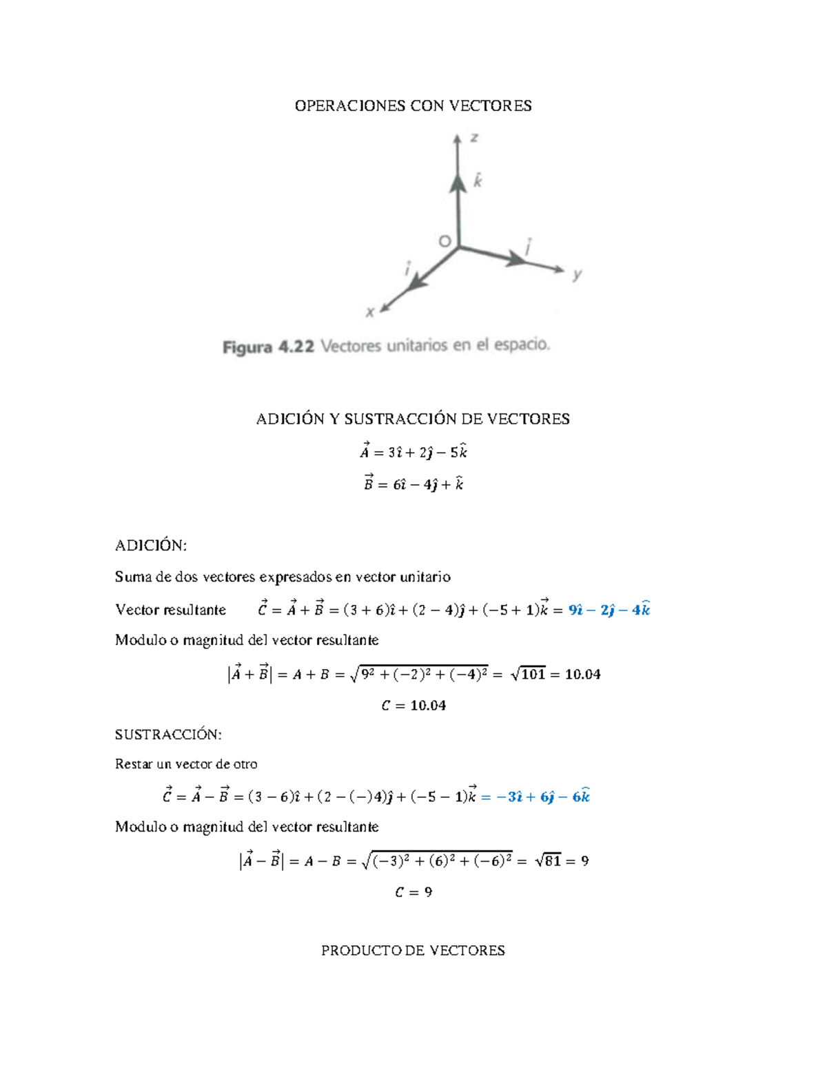 Operaciones álgebra con vectores - OPERACIONES CON VECTORES ADICIÓN Y SUSTRACCIÓN DE VECTORES 𝐴 ...