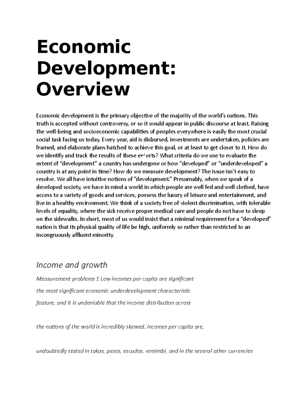 Economic Development - Economic Development: Overview Economic ...