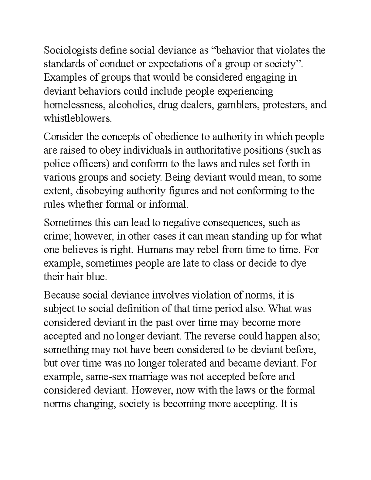 What is Social Deviance - Sociologists define social deviance as ...