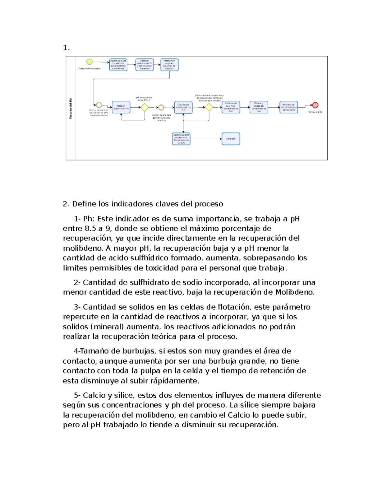 Trabajo semana 4 y 5 descripcion de procesos Codelco - 1. Define los ...