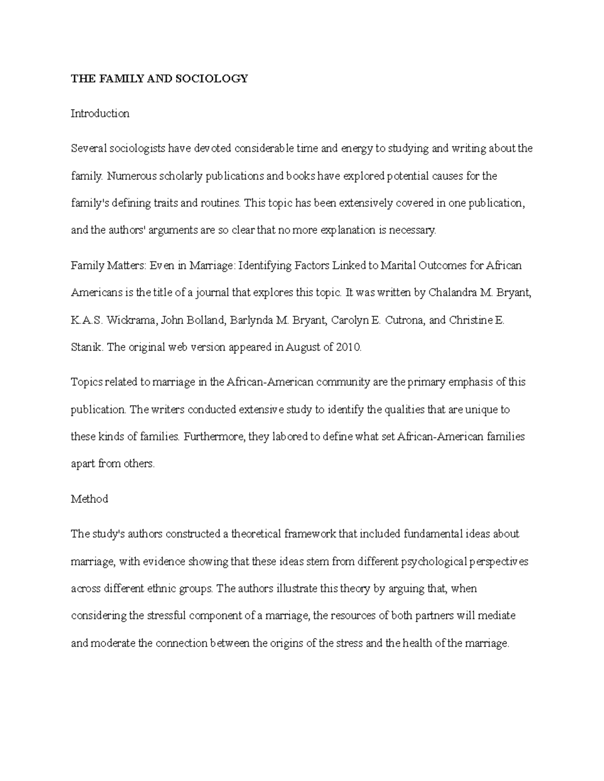 THE Family AND Sociology - THE FAMILY AND SOCIOLOGY Introduction ...