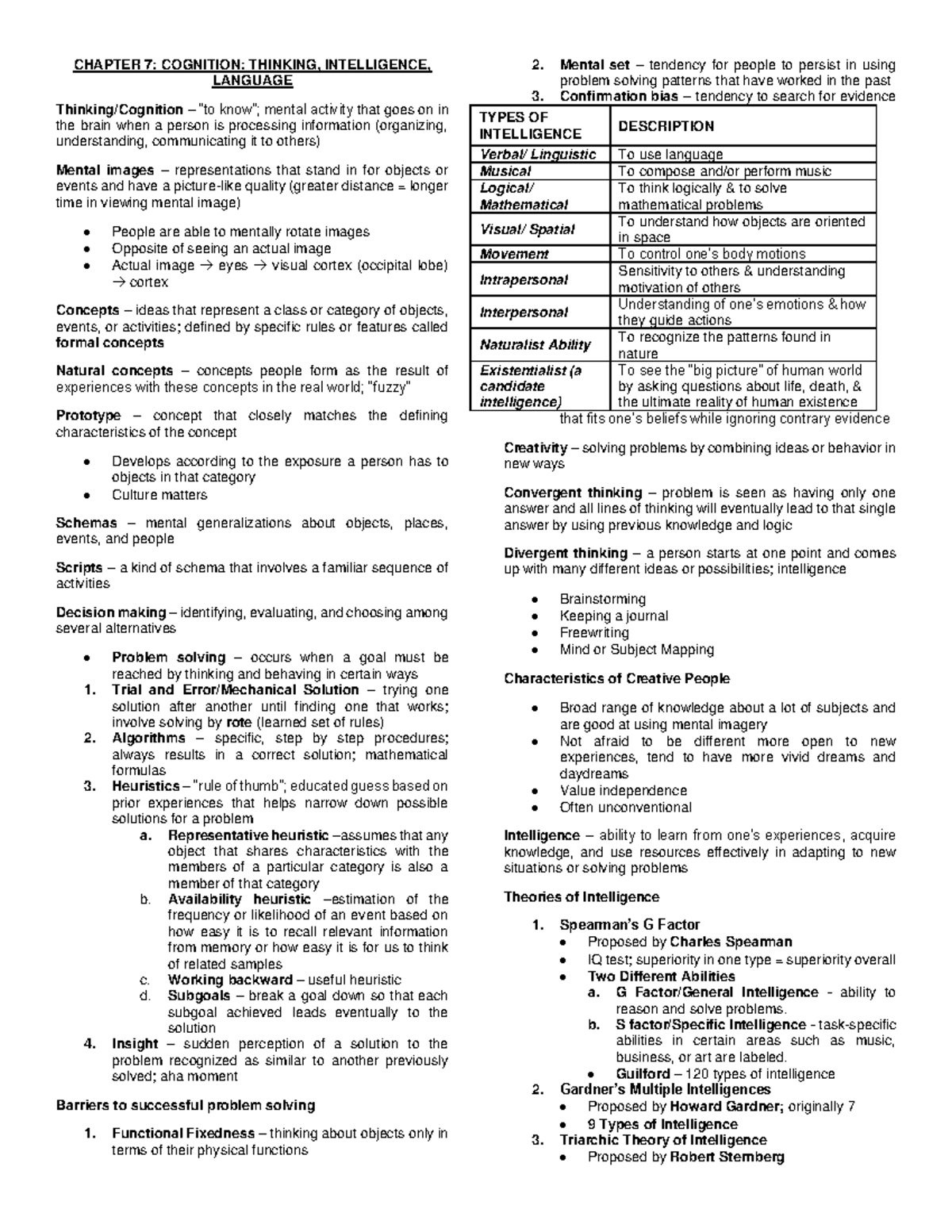 Intro to Psychology Chap7-8 - CHAPTER 7: COGNITION: THINKING ...