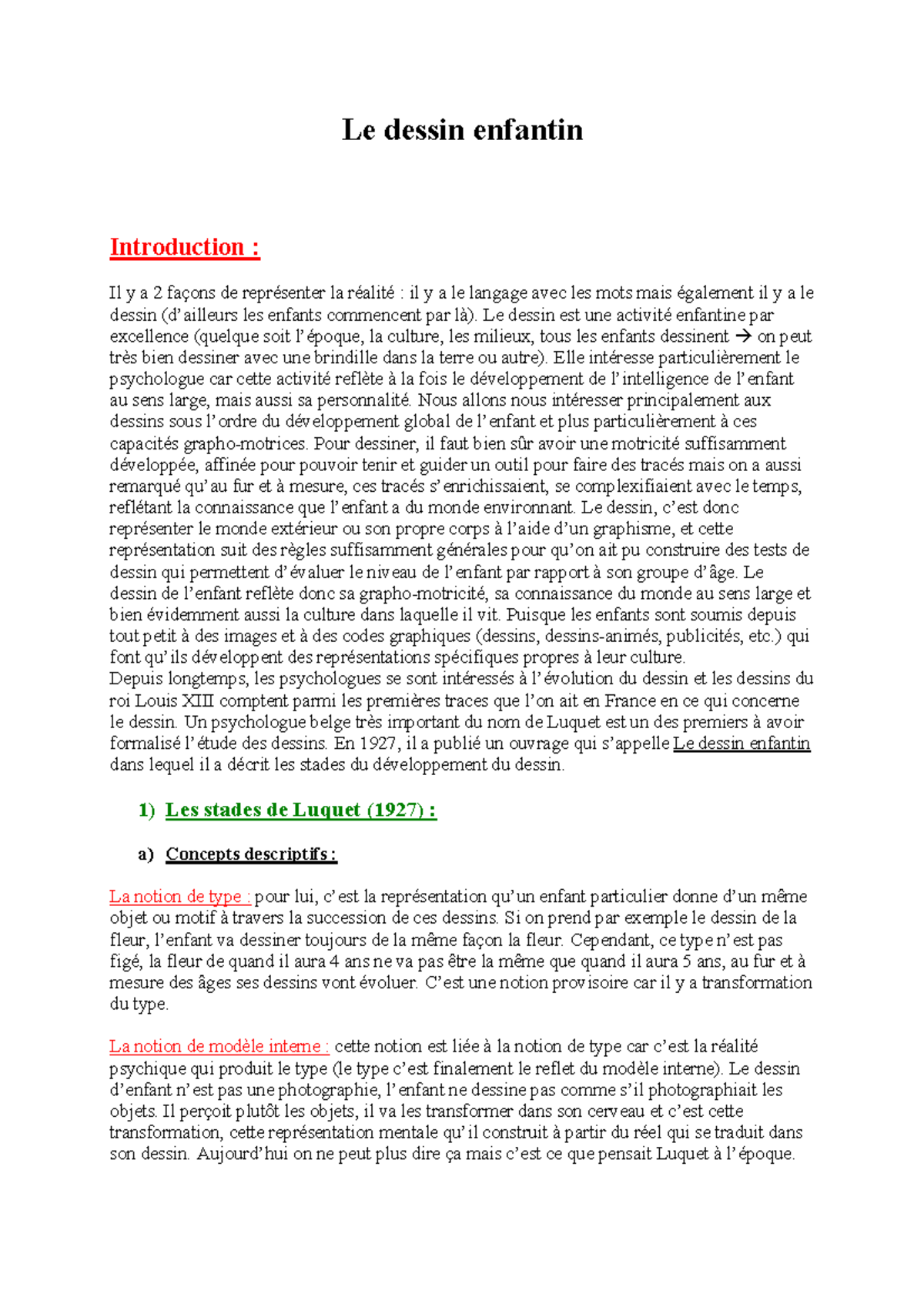 Le dessin enfantin - Bac+4 Psychologie approfondie - Le dessin enfantin ...