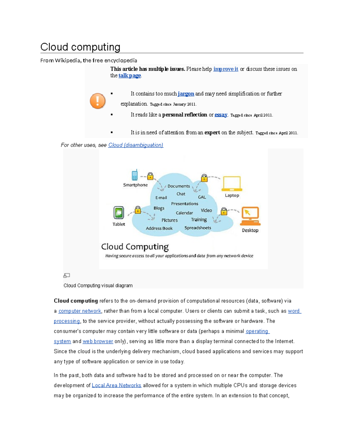 56809054-Cloud-Computing - Cloud computing From Wikipedia, the free encyclopedia This article ...