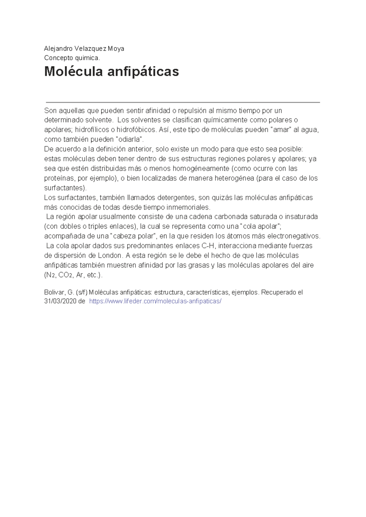 Molecula anfipatica concepto - Alejandro Velazquez Moya Concepto ...