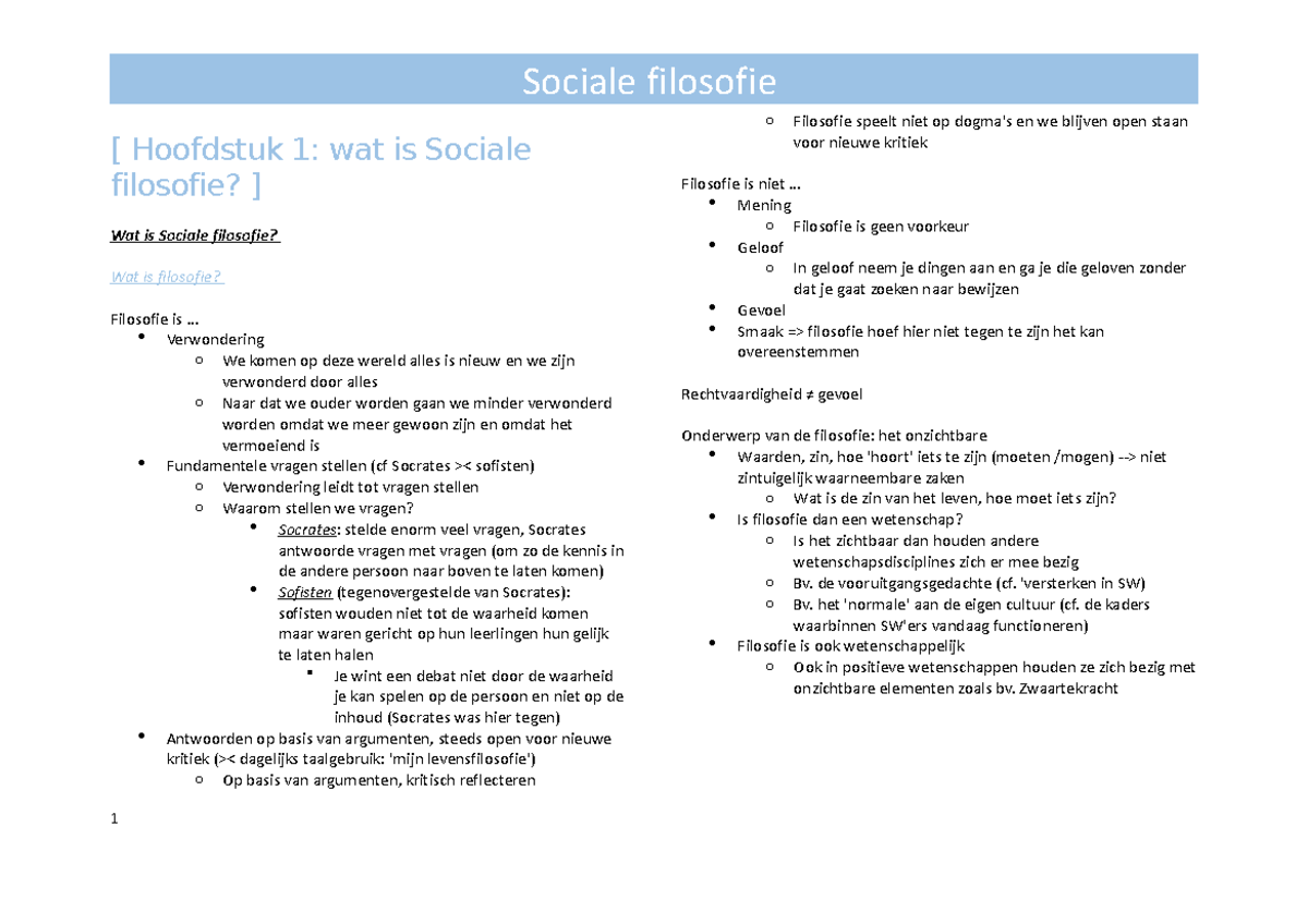 Notities sociale filosofie - Sociale filosofie & ethiek ...