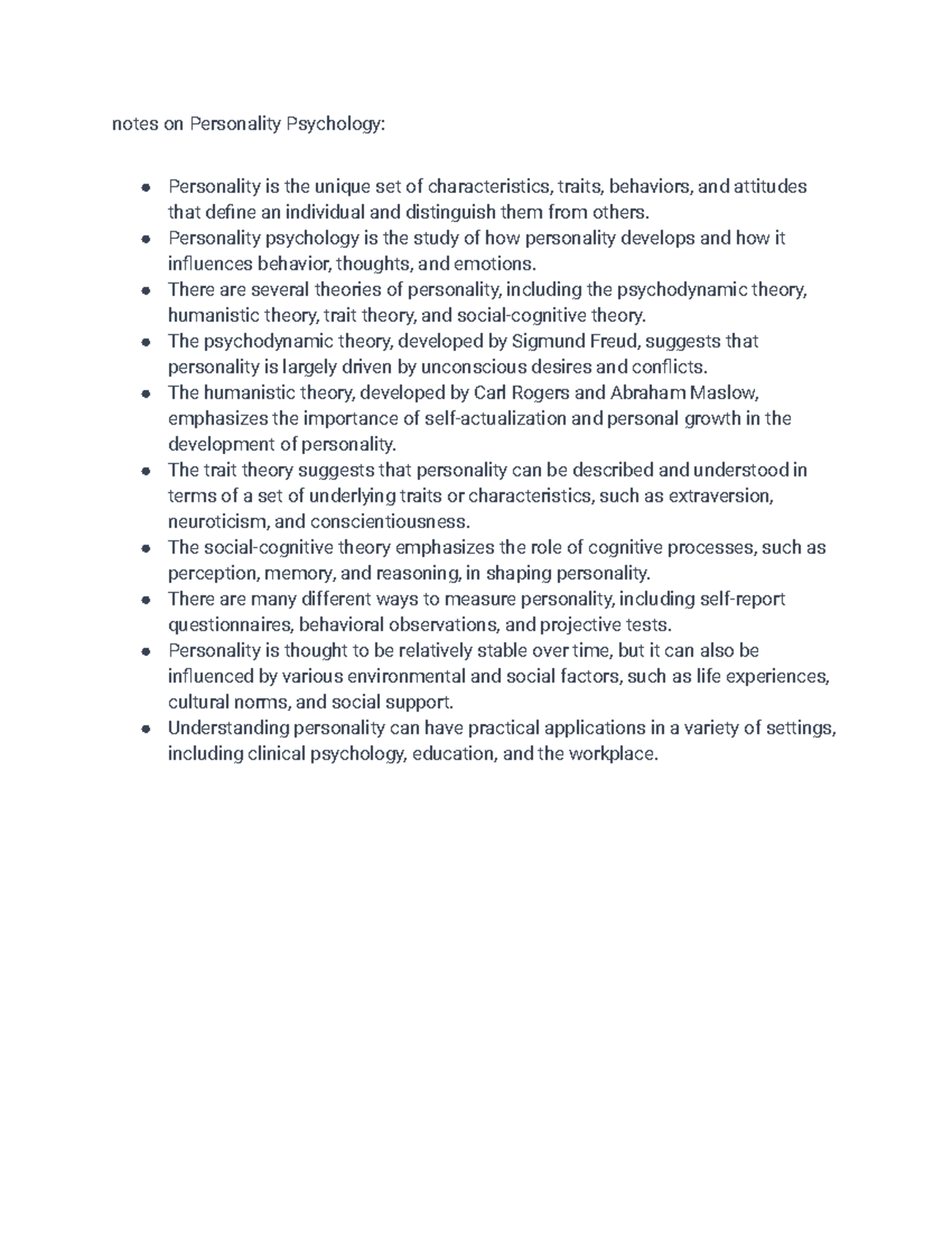 Personality psychology - notes on Personality Psychology: Personality ...