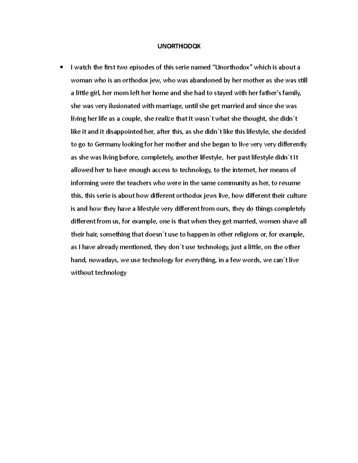 Actividad 10 Opción 1 Modulo 3 global culture I - UNORTHODOX I watch ...