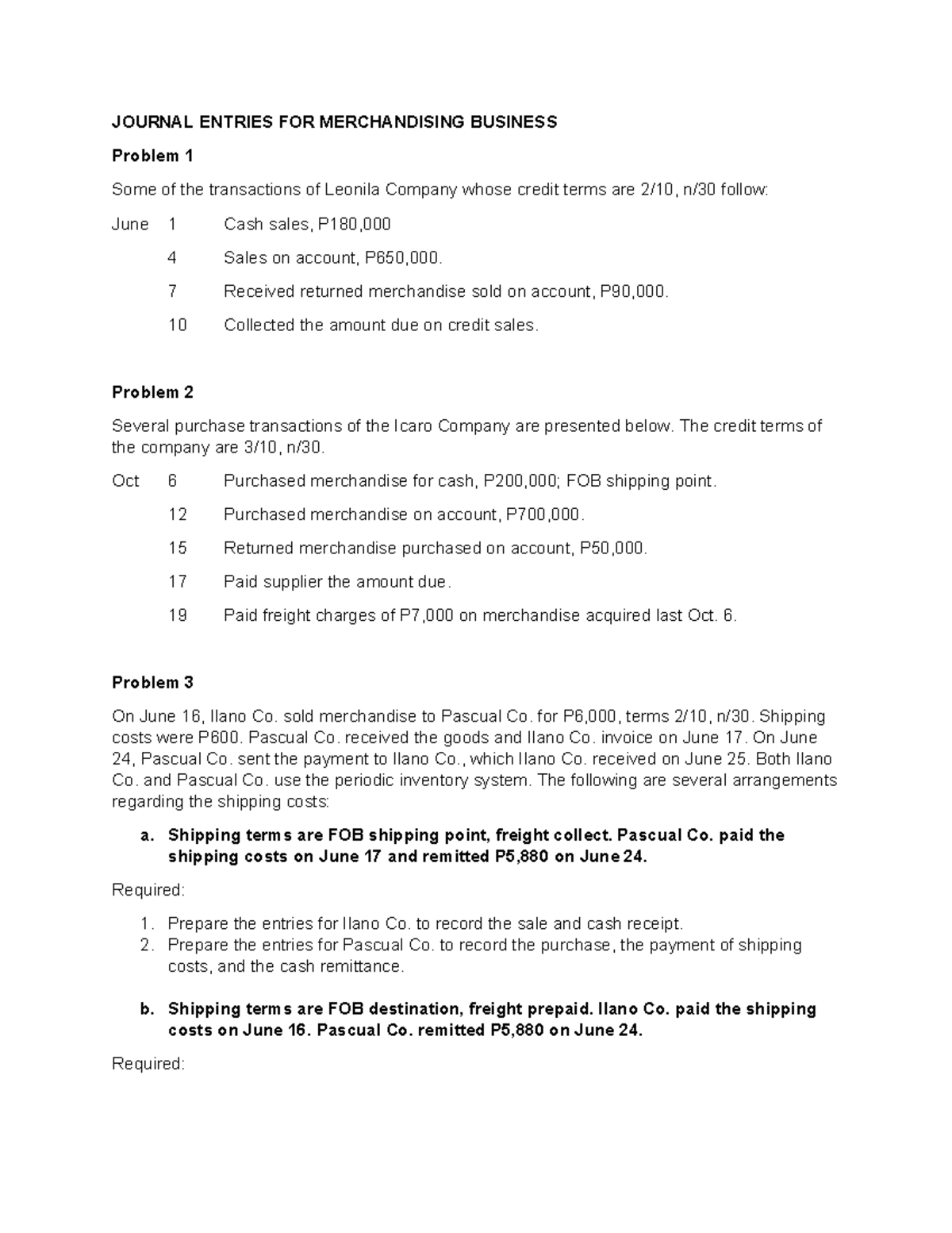 Merchandising activities - JOURNAL ENTRIES FOR MERCHANDISING BUSINESS ...