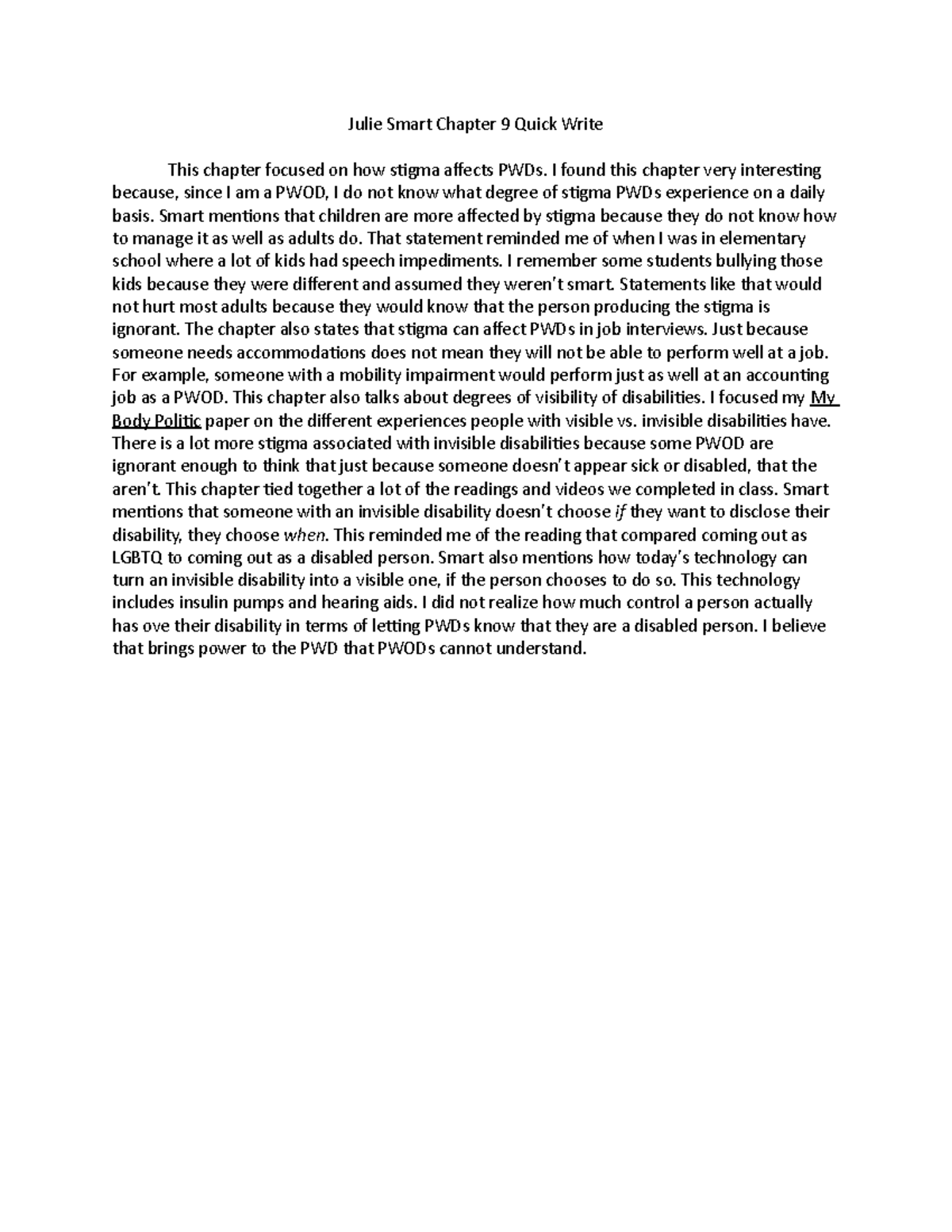 Julie Smart Chapter 9 Quick Write - Julie Smart Chapter 9 Quick Write ...