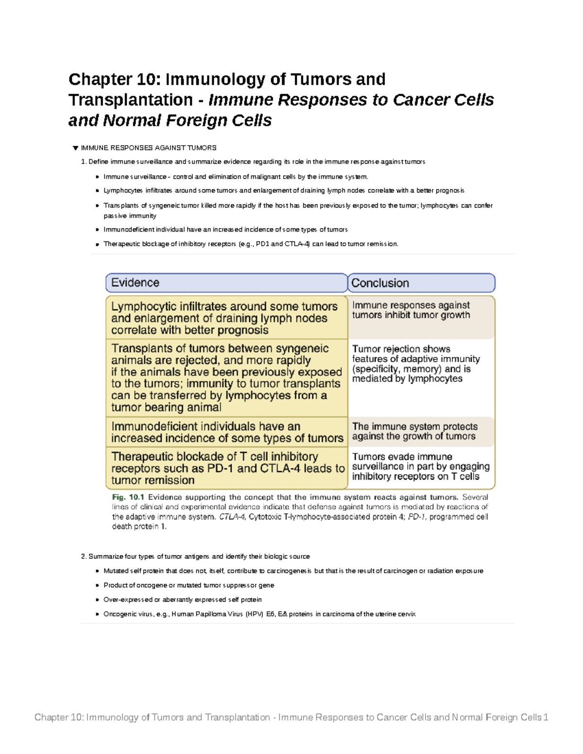 Chapter 10 Immunology of Tumors and Transplantation - Immune Responses ...