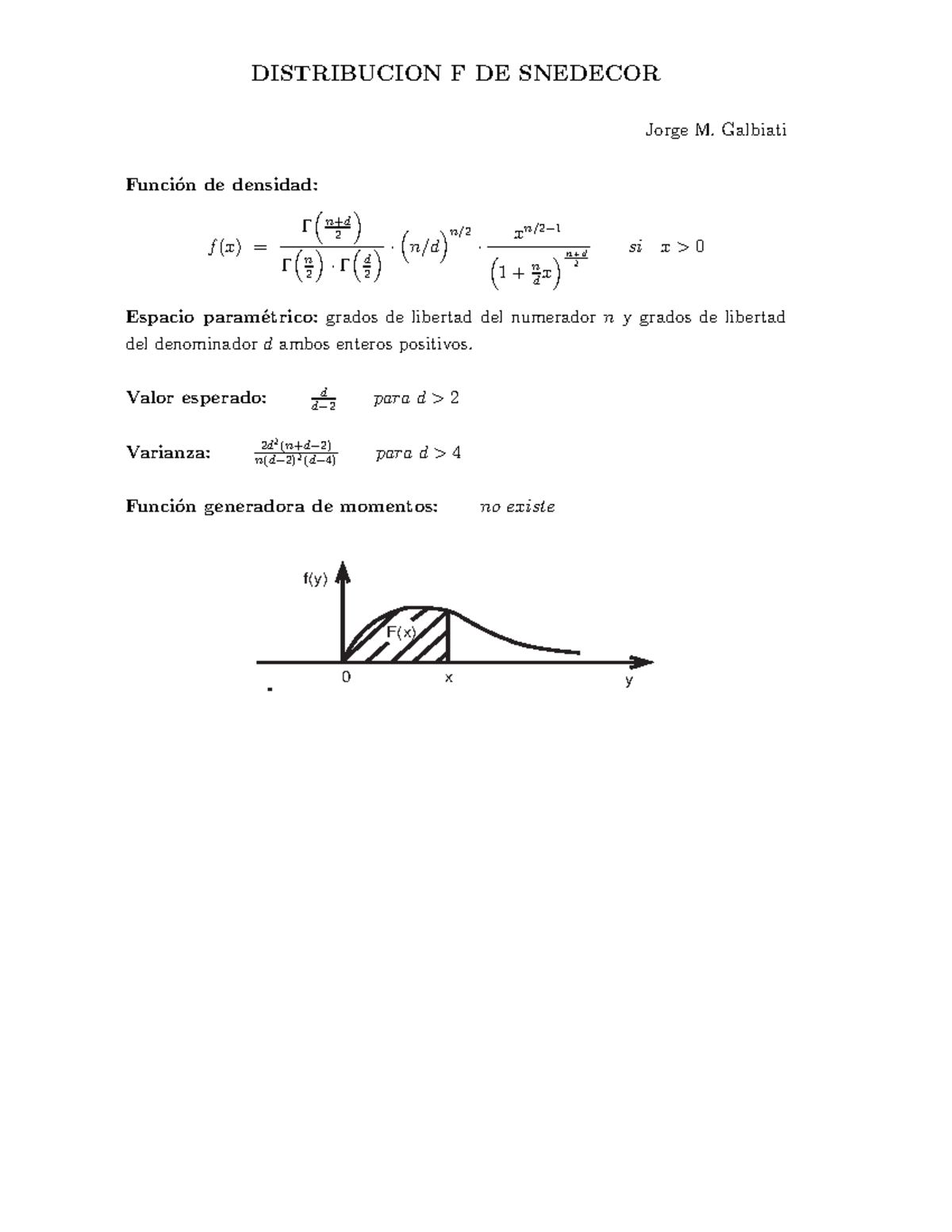 Tabla F DE Fisher - DISTRIBUCION F DE SNEDECOR Jorge M. Galbiati Funci ...