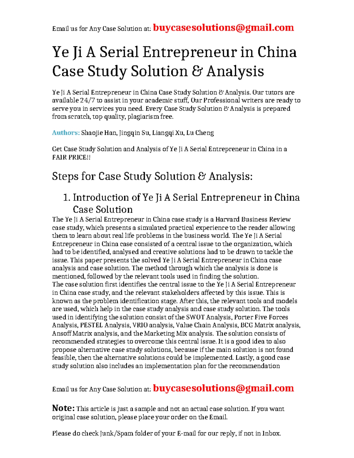 Ye Ji A Serial Entrepreneur in China Case Study Solution Analysis - Our ...