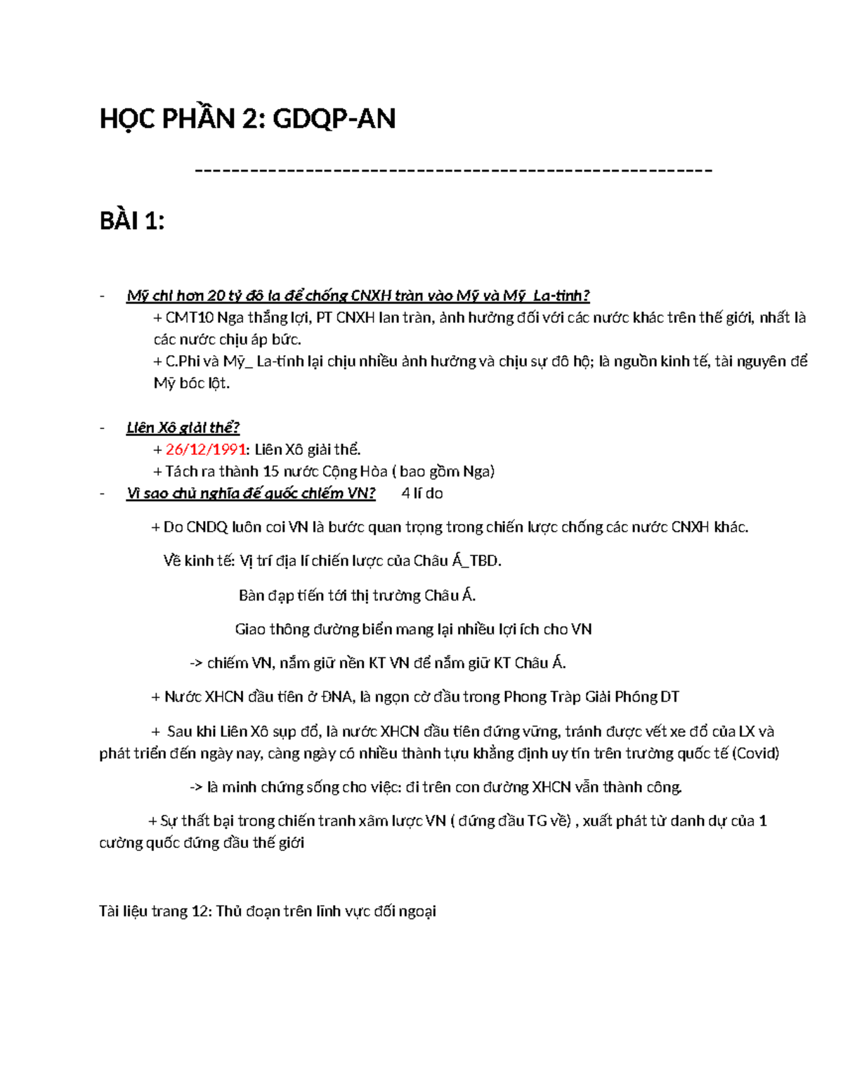 [GDQP AN 2] - Hmm - HỌC PHẦN 2: GDQP-AN - BÀI 1: Mỹ chi hơn 20 tỷ đô la để chống CNXH tràn vào ...