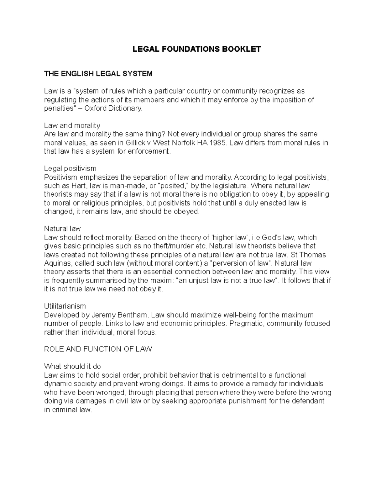 LFGuidepdf - LEGAL FOUNDATIONS BOOKLET THE ENGLISH LEGAL SYSTEM Law is ...
